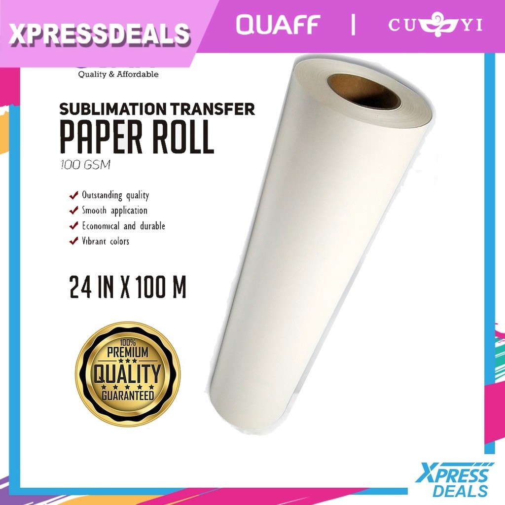 QUAFF Sublimation Transfer Paper Roll 100GSM (24 inches x 100 meters ...