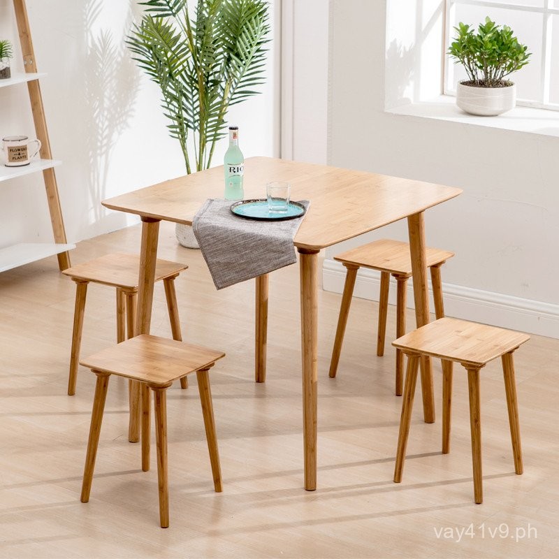 Bamboo Dining Table Small Apartment Modern Simple Table and Chair Set ...
