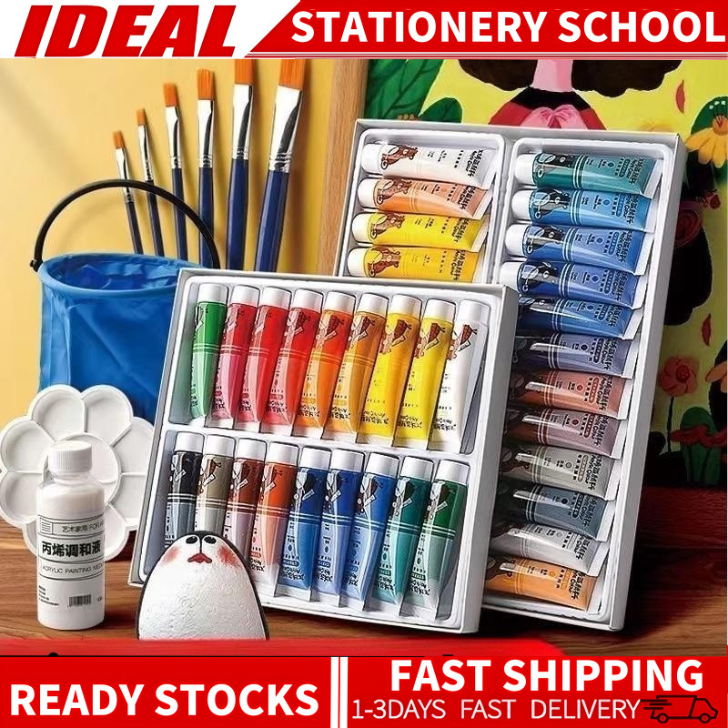 12 Colors Acrylic Painting Set Watercolor Acrylic/Water/Oil Color Paint ...