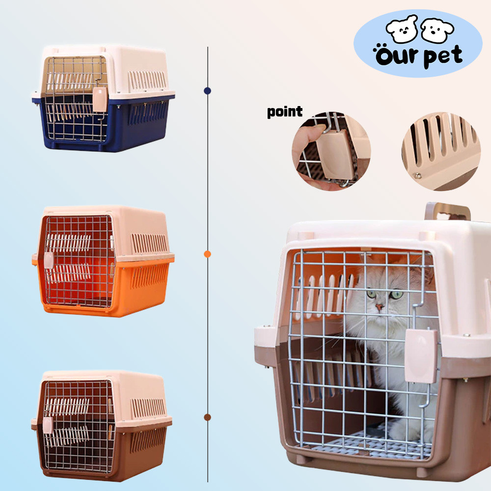 Pet carrier travel cage Crates Airline Approved Crate Portable Dog and ...