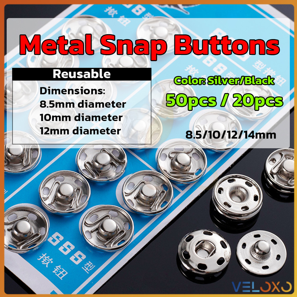 VEO Metal Snap Fasteners Press Button Black / Silver | Shopee Philippines