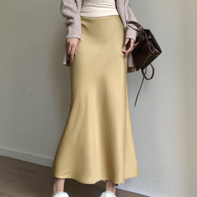 HAVERTER Midi Skirt for Woman High Waist No Slit Mermaid Wrap Palda ...