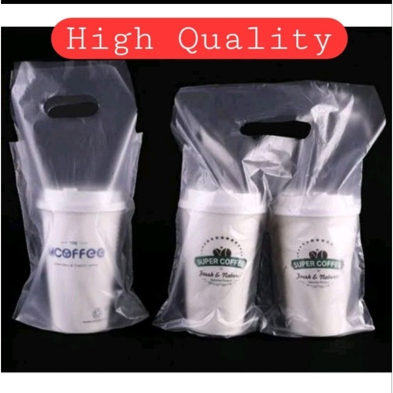 100pcs Milk Tea Plastic Bag Single / Double Take out Bag for Milk Tea ...