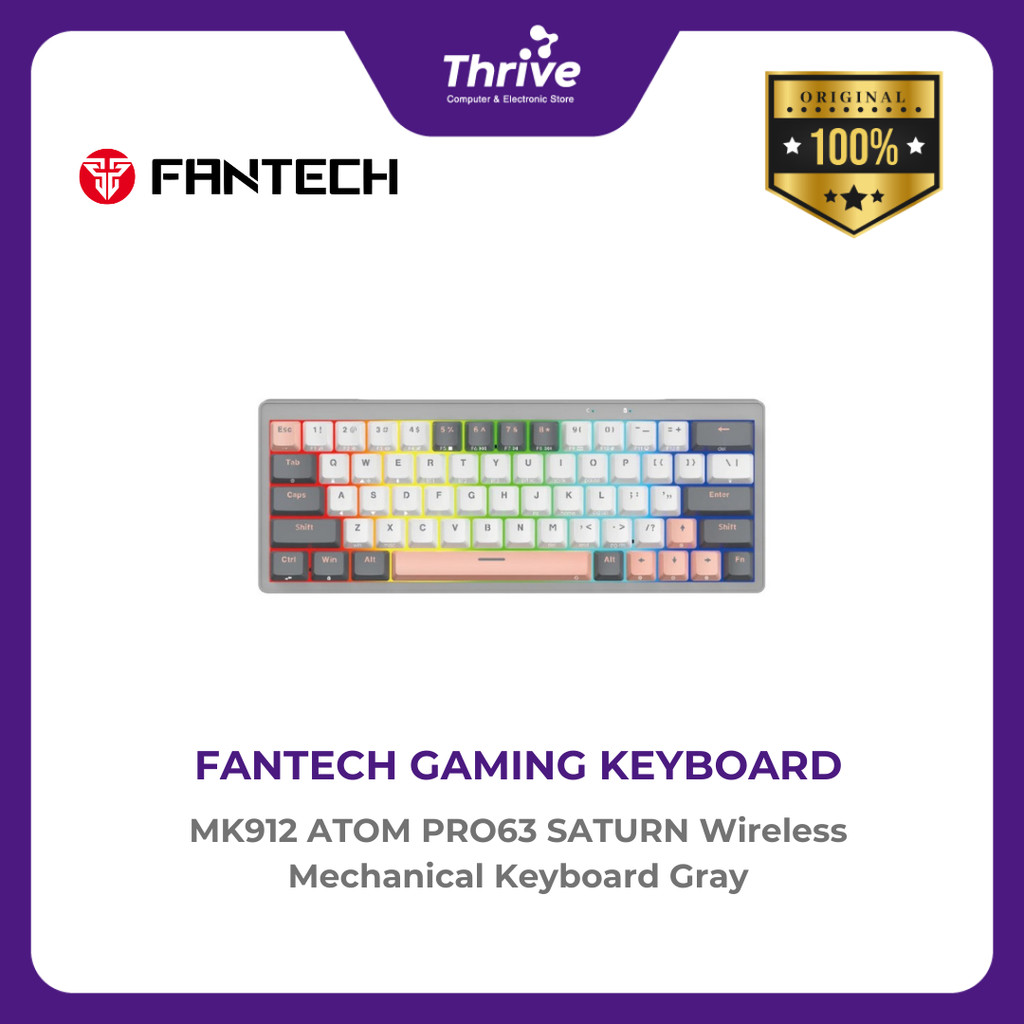 Fantech MK912 ATOM PRO63 SATULAR Wireless Mechanical Keyboard Gray ...