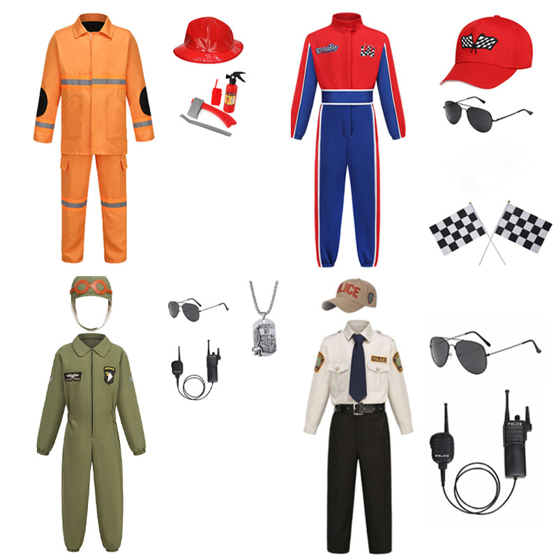Career Race Car Driver Police Officer Pilot Firefighter Costume for ...
