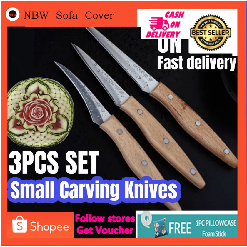 Fruit Carving Knife 3 PCS Set Small Professional Chef Stainless ...