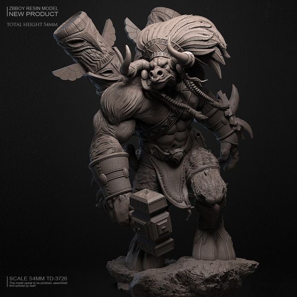 54mm ZBBOY Producer Demon Bull Warrior Resin Soldier White Model TD ...