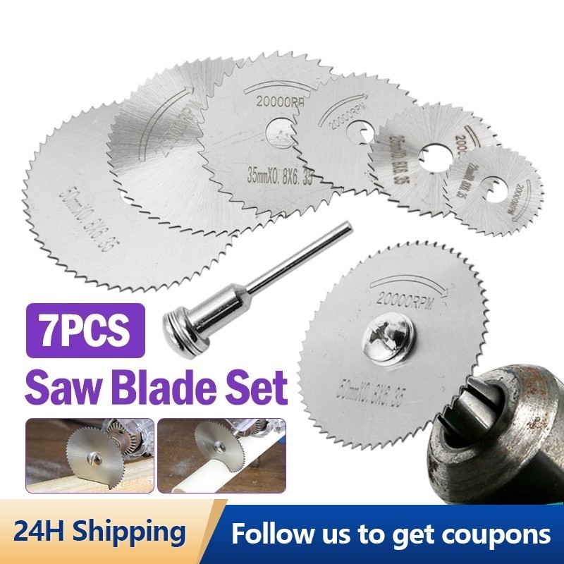 Mini Circular Saw Blade Set Wood Cutting Discs Drill Mandrel HSS ...