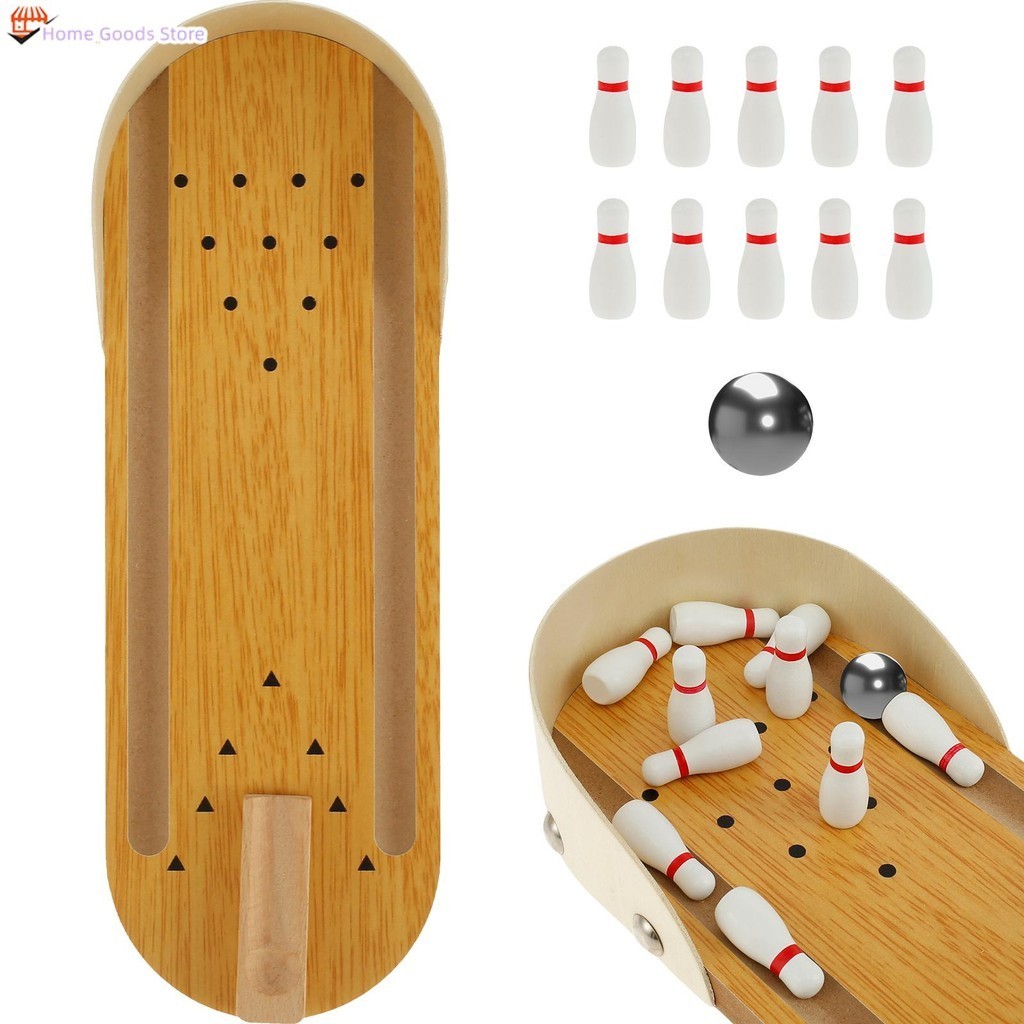 Mini Bowling Game Set Tabletop Wooden Bowling Set Desktop Stress ...