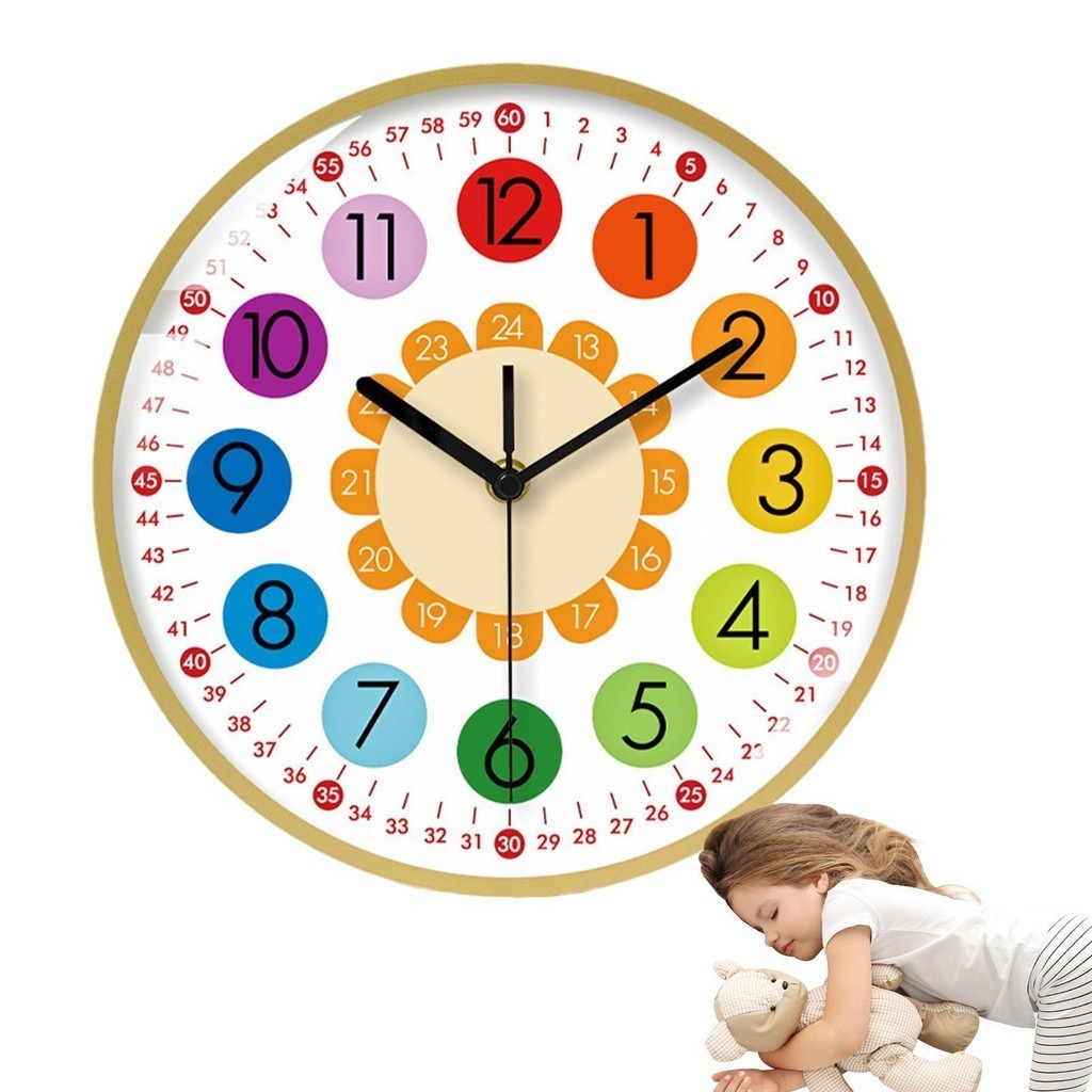 Learning Time Clock for Kids Teaching Child Wall Clock Time Learning ...