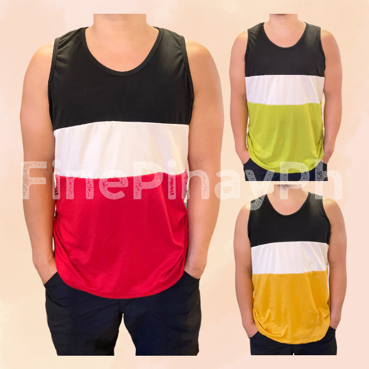 FPP XL Plain Trio Combi Sando Trio-Color For Men | Shopee Philippines