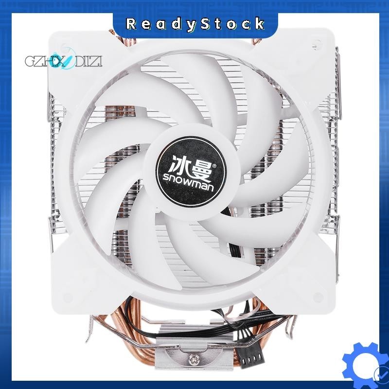 【Gzhxdiizi】SNOWMAN Full Color LED CPU Fan 4 Direct Contact Heatpipes ...