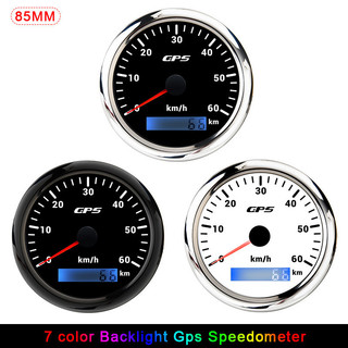 85mm GPS Digital Speedometer Waterproof 7 Colors Backlight Display,60km ...