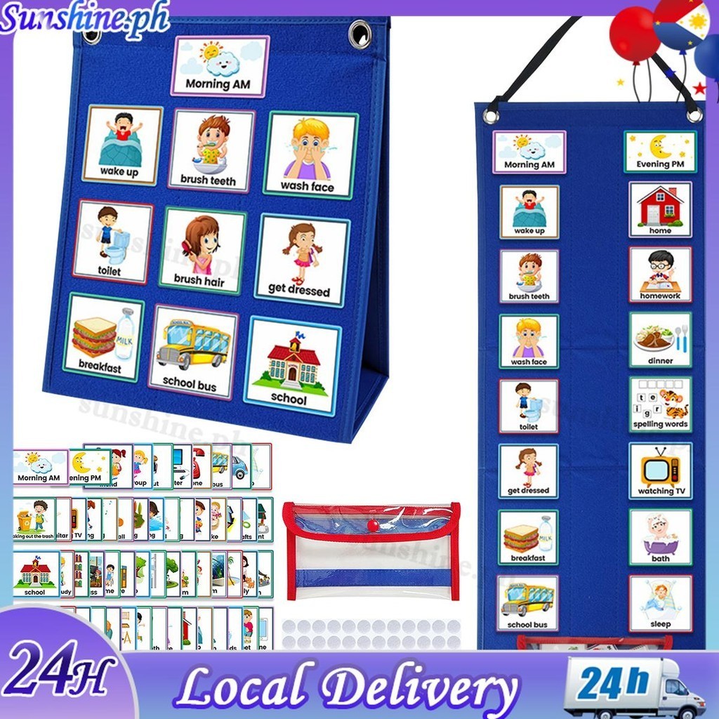 Kid Visual Schedule Visual Planner Chore Chart with 70 Cards Children ...