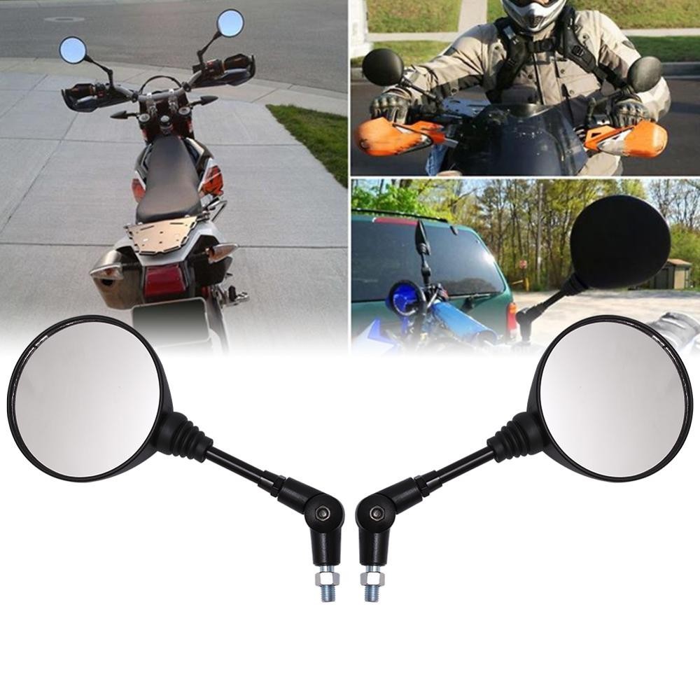 Motorcycle Black Universal 10mm Side Mirror Rearview Mirror Anti-fall ...