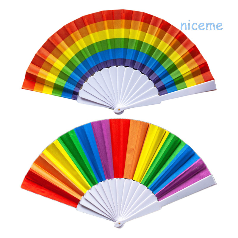 NICEME Rainbow LGBTQ Folding Fans Portable hand fan for pride month ...