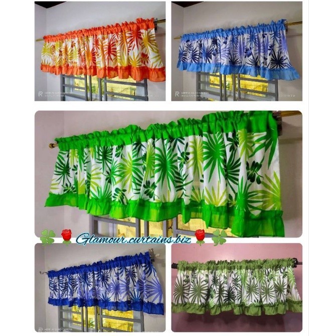 valancer curtain/small kurtina anahaw design-60"w*15"L | Shopee Philippines