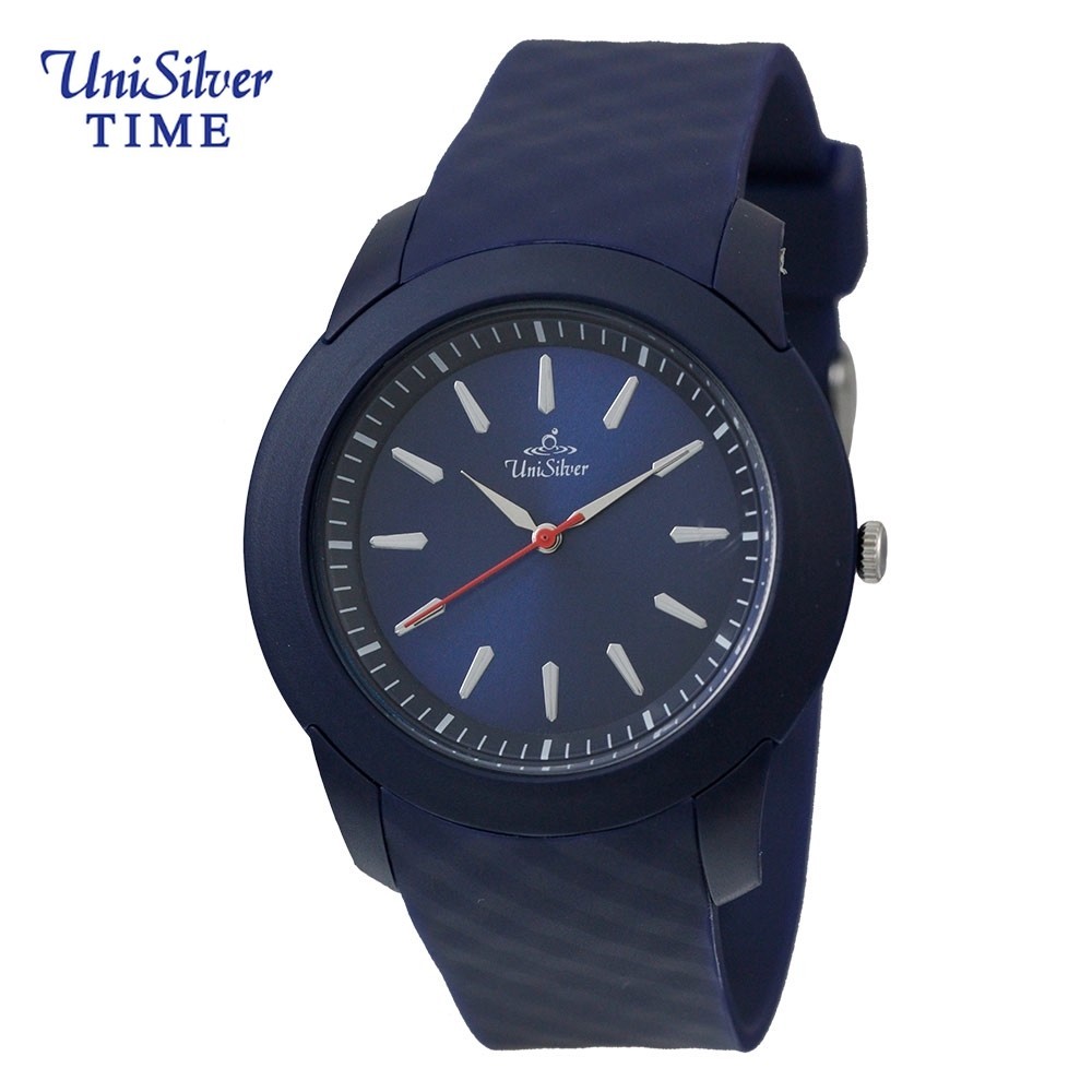 UniSilver TIME Orvium Rivo Men's Analog Silver / Dark Blue Rubber Watch ...
