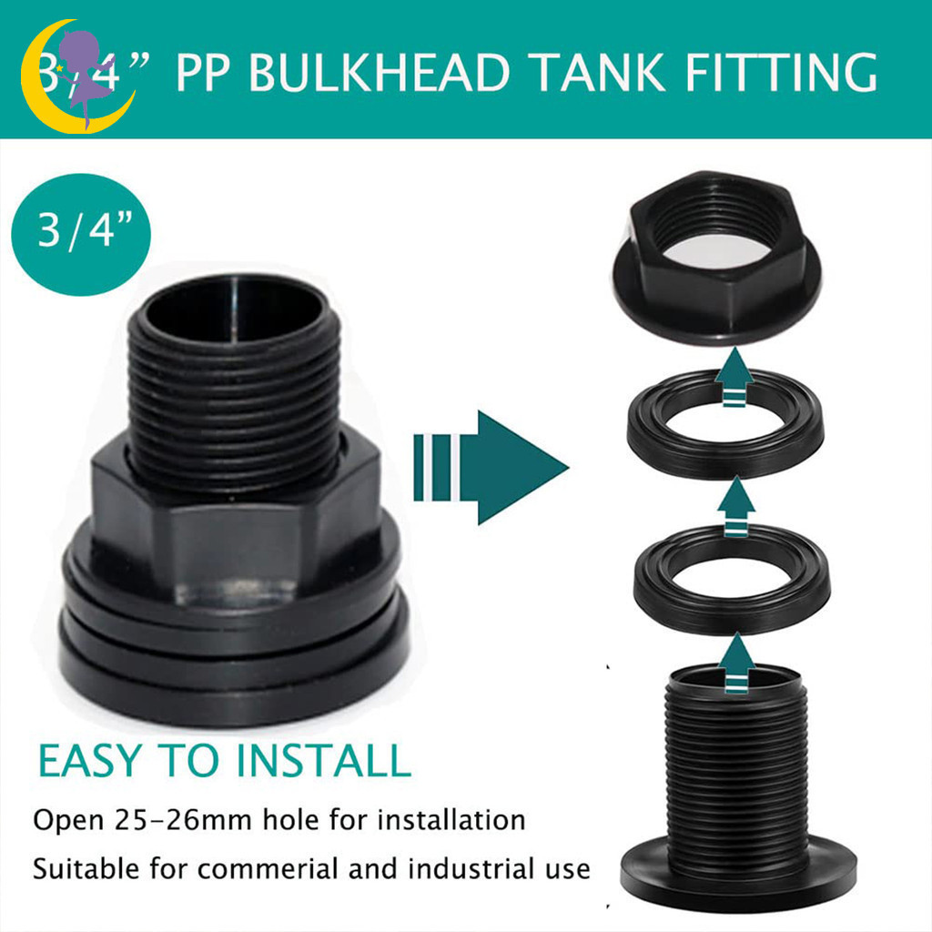 PVC Bulkhead Fitting Double Threaded 4 Pcs Bulkhead Water Tank ...
