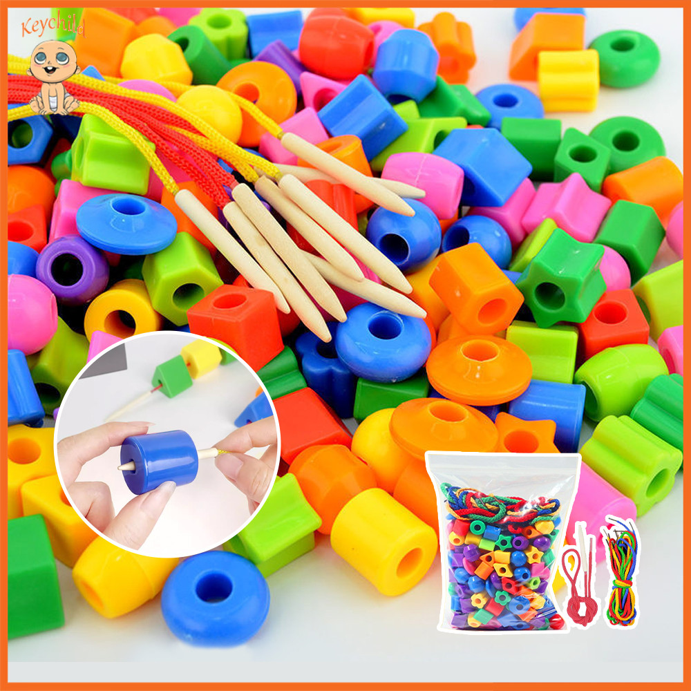 Keychild String Beads Rainbow Colorful Beads Stringing Montessori ...