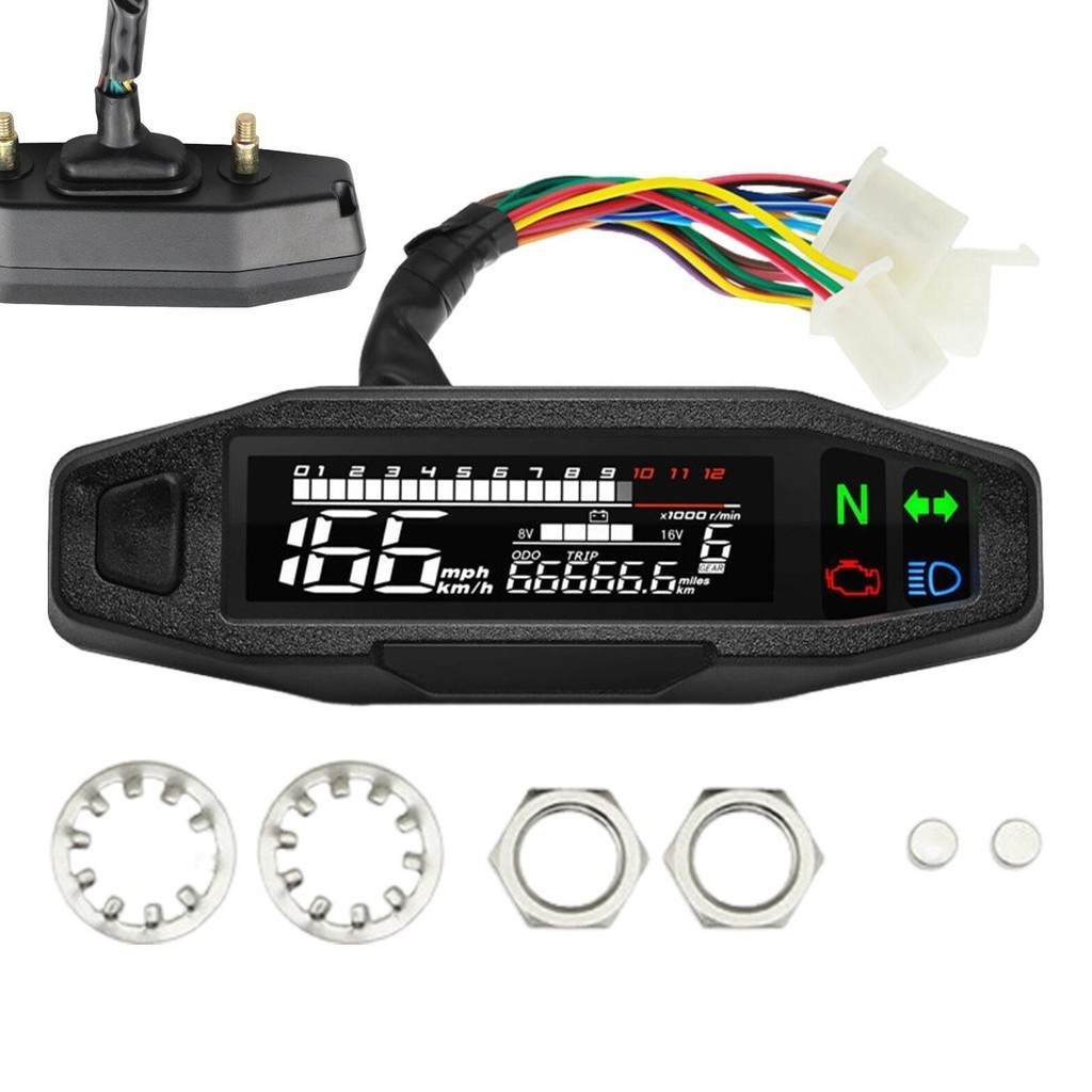 Motorcycle Speedometer Digital Display Tachometer Mph/Km/H Digital ...