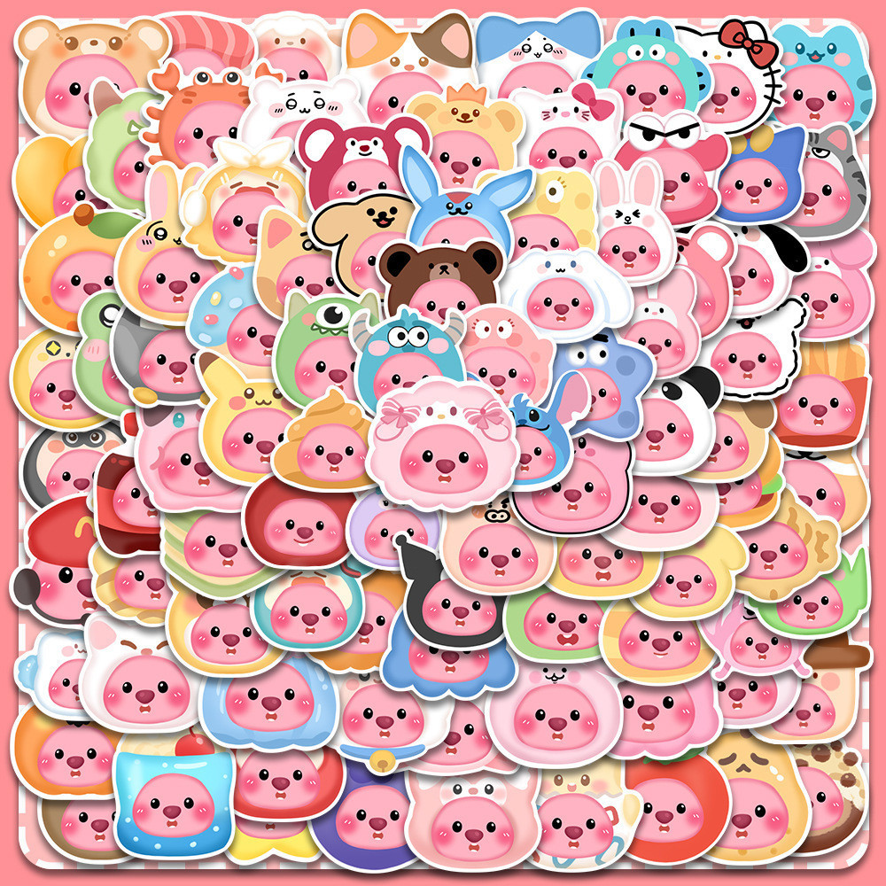 100PCS Cute Cartoon Beaver Loopy Head Cover Graffiti Stickers for ...