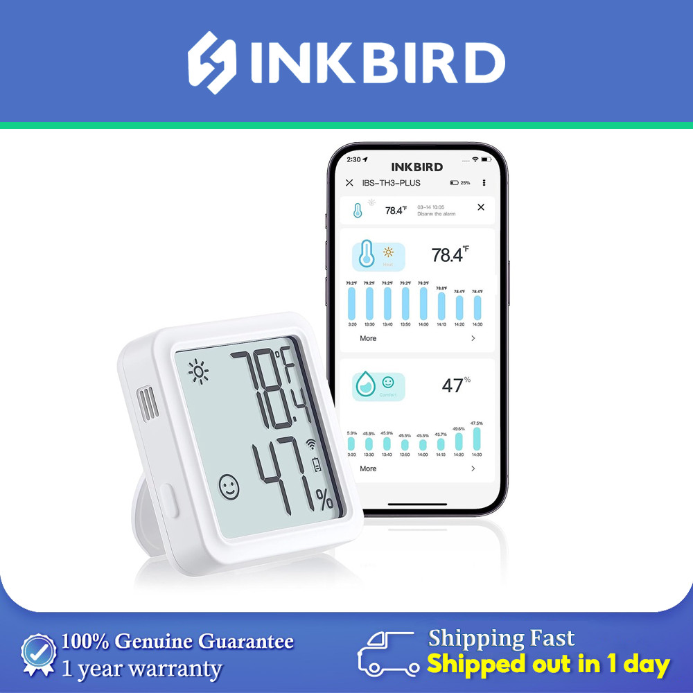INKBIRD IBS-TH3 PLUS WiFi Thermometer Hygrometer Monitor with ...
