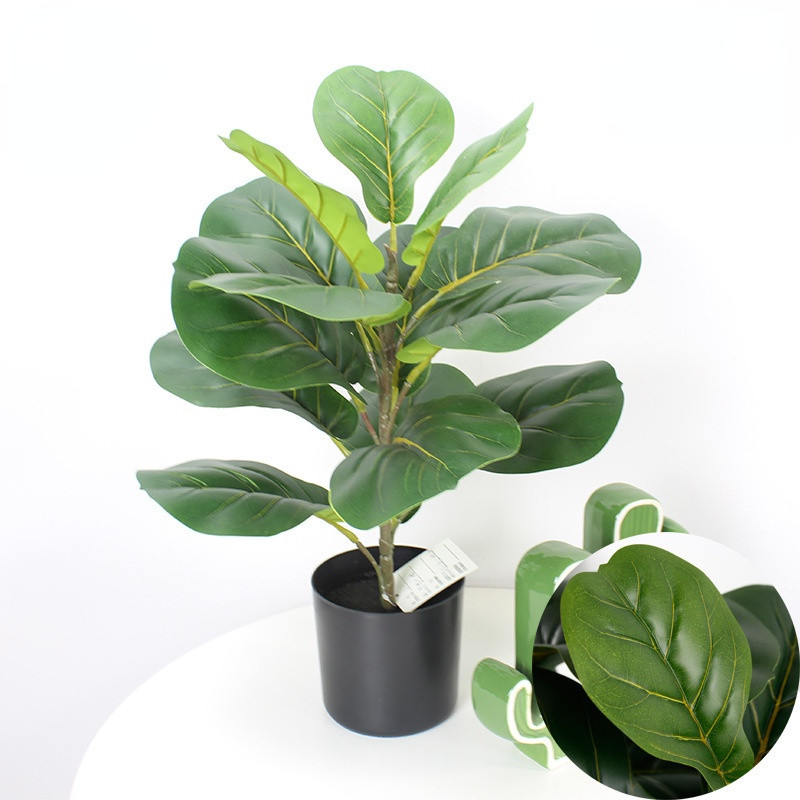 70cm Artificial Fiddle Leaf Fig Tree Twig Stem, Fake Big Green Leaves ...