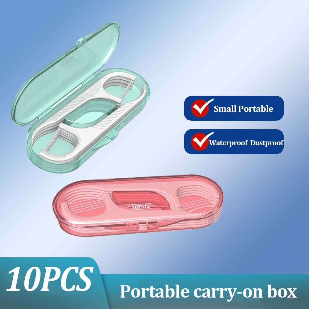 10Pcs/Box Portable Dental Floss Box Toothpick Set Interdental Brush ...