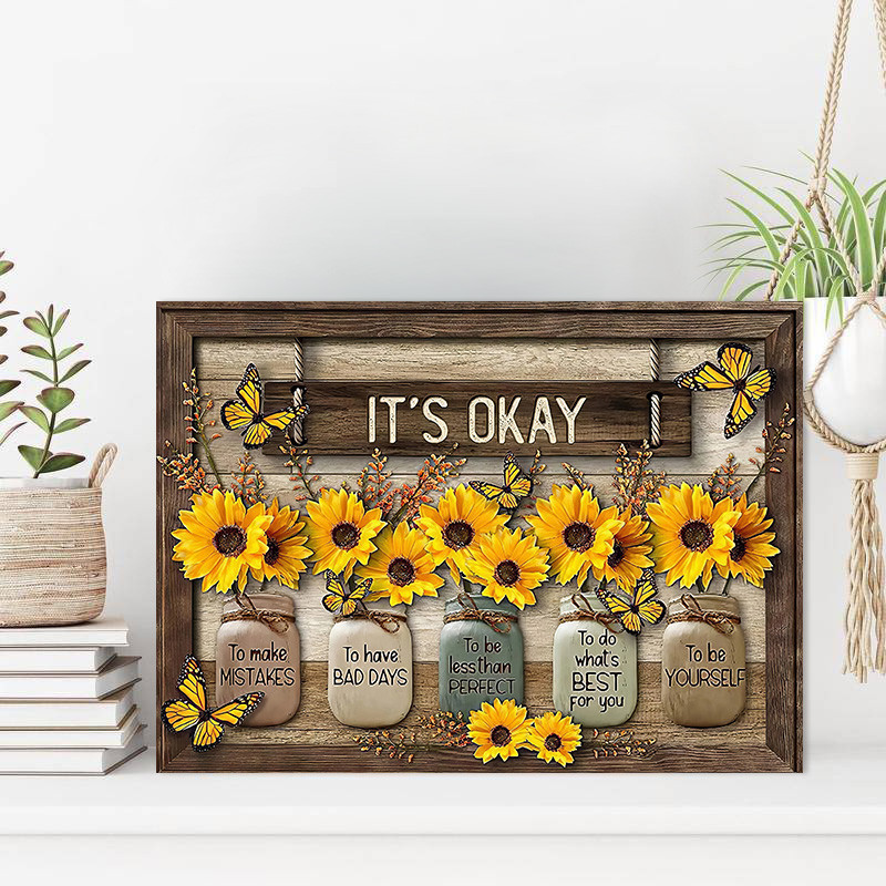 Inspirational Quotes Poster Sunflower Picture Bohemian Canvas Painting ...