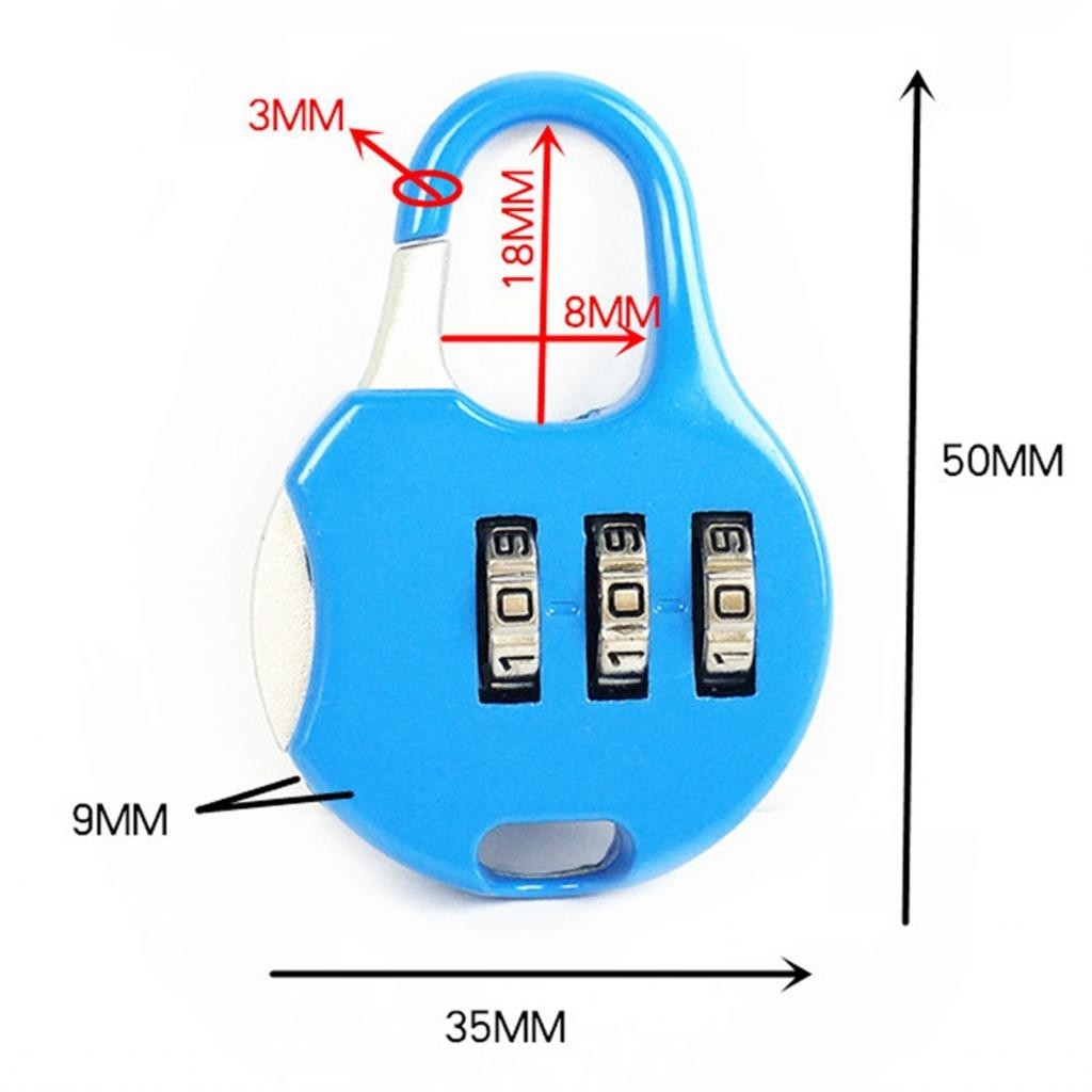 Maib Mini Combination Lock 3 Digit Padlock Anti Theft Zinc Alloy Code ...