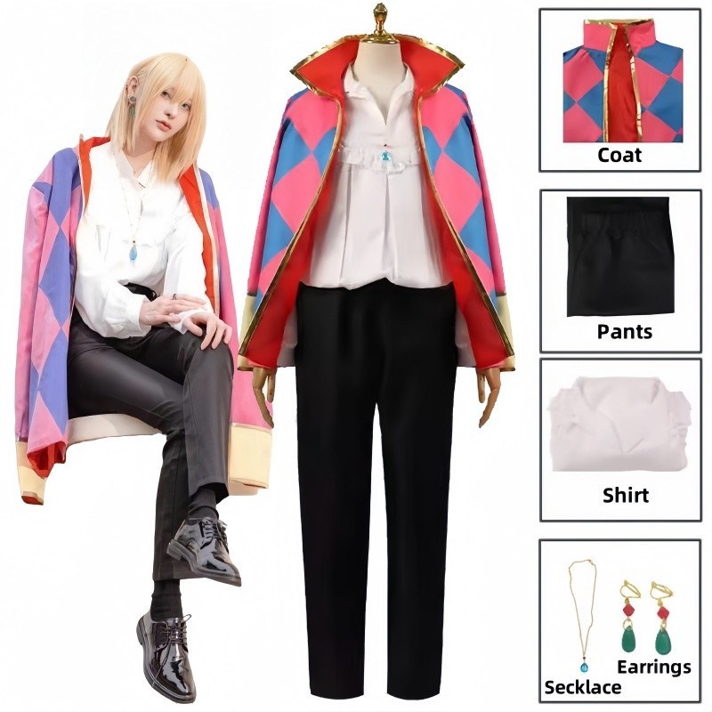 Howl Cosplay Costume Anime Howl's Moving Castle Cosplay Jacket Necklace ...