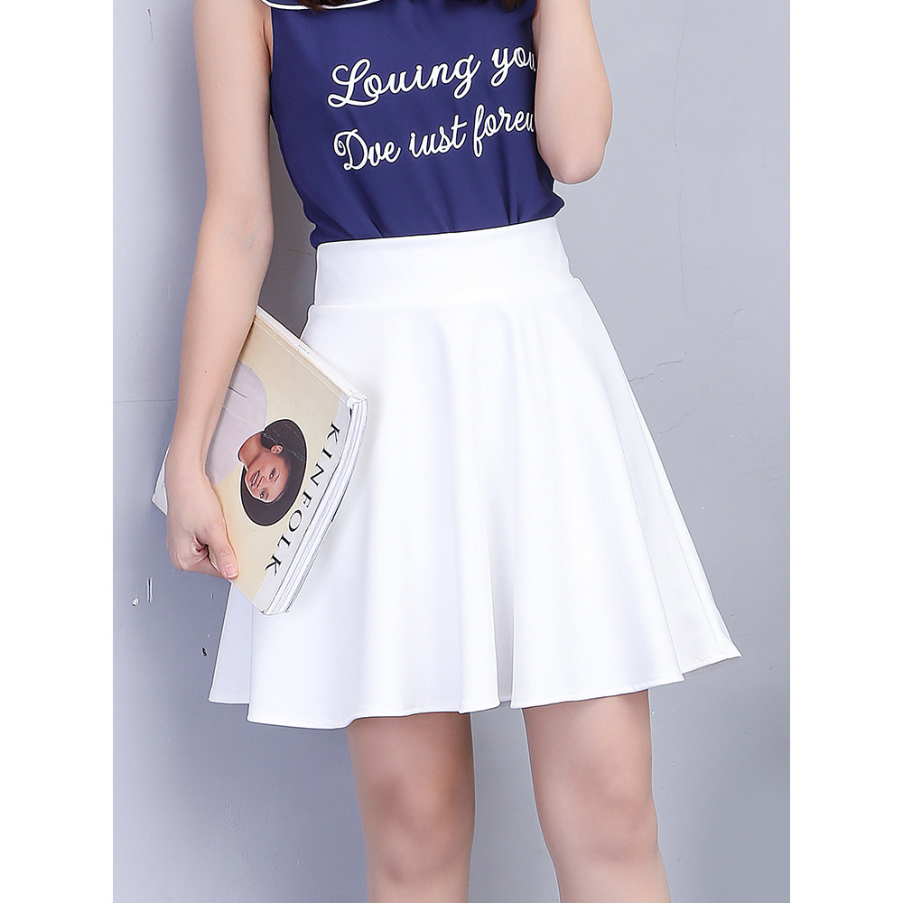 Cheerleading Skirt White Skirt for Women Stretchy High Waist Slimming ...
