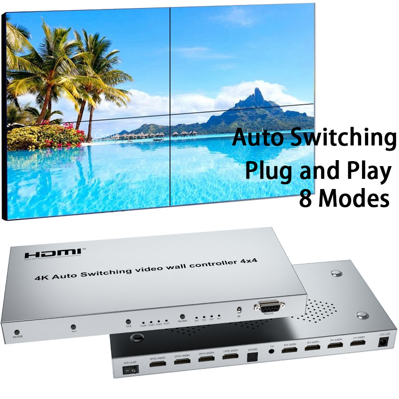 4K 4x4 HDMI Video Wall Controller Auto Switching 2x2 1x2 1x3 1x4 2x1 ...
