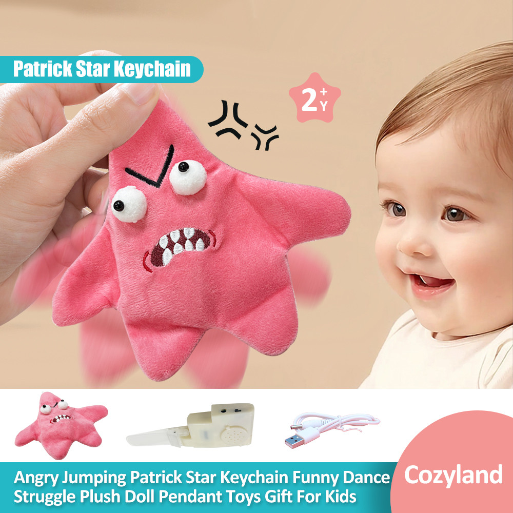 Cozyland Angry Jumping Patrick Star Keychain Funny Dance Struggle Plush ...