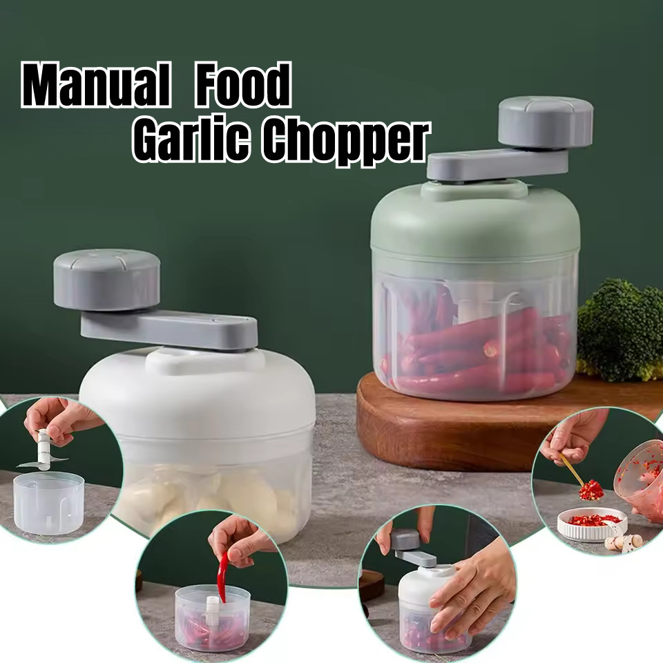 Food Garlic Chopper Household Manual Hand Pull Blender Vegetable Mincer ...