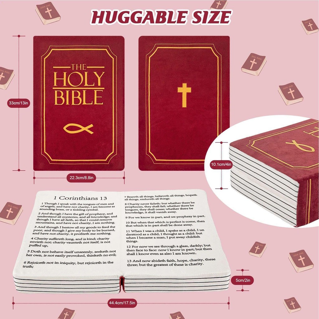 Holy Bible Pillow Stuffed Pillow Book Shape Cozy Faith Bible Pillow ...
