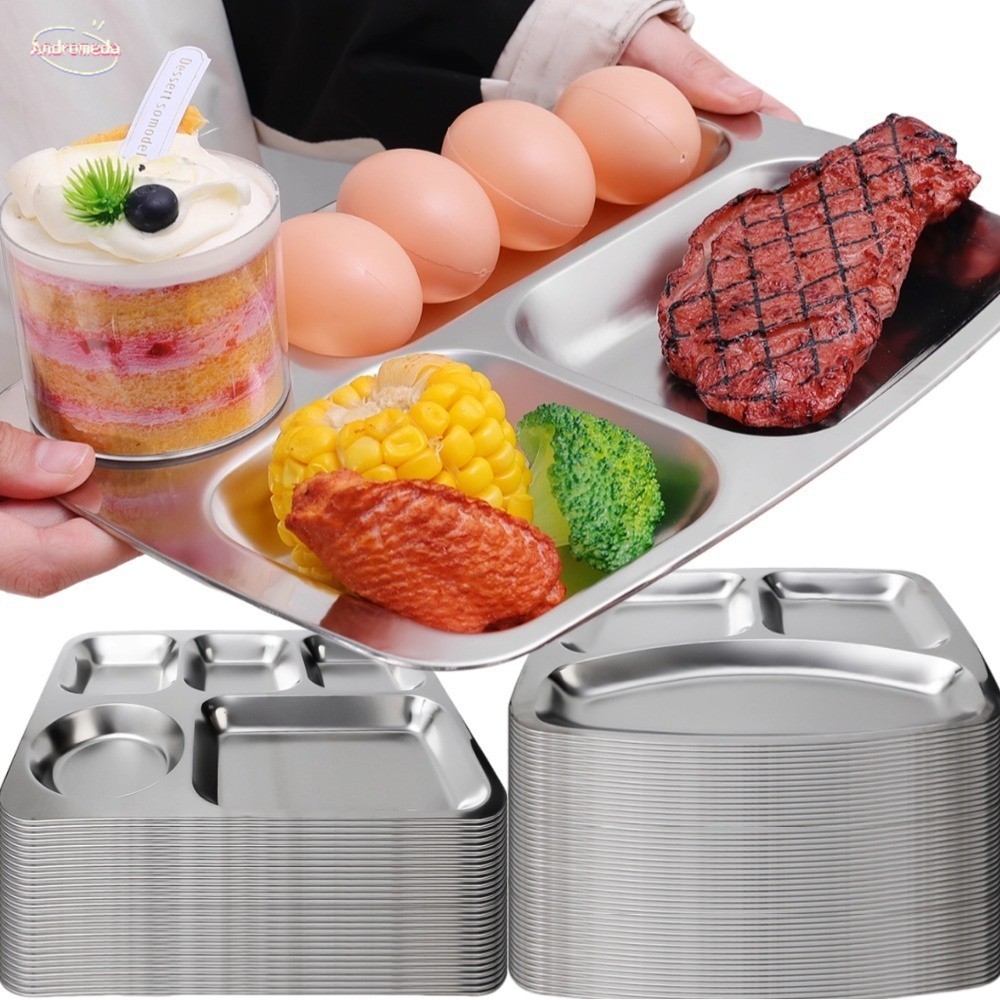 3 Styles Silver Multi-grid Dinner Tray High-quality Stainless Steel ...