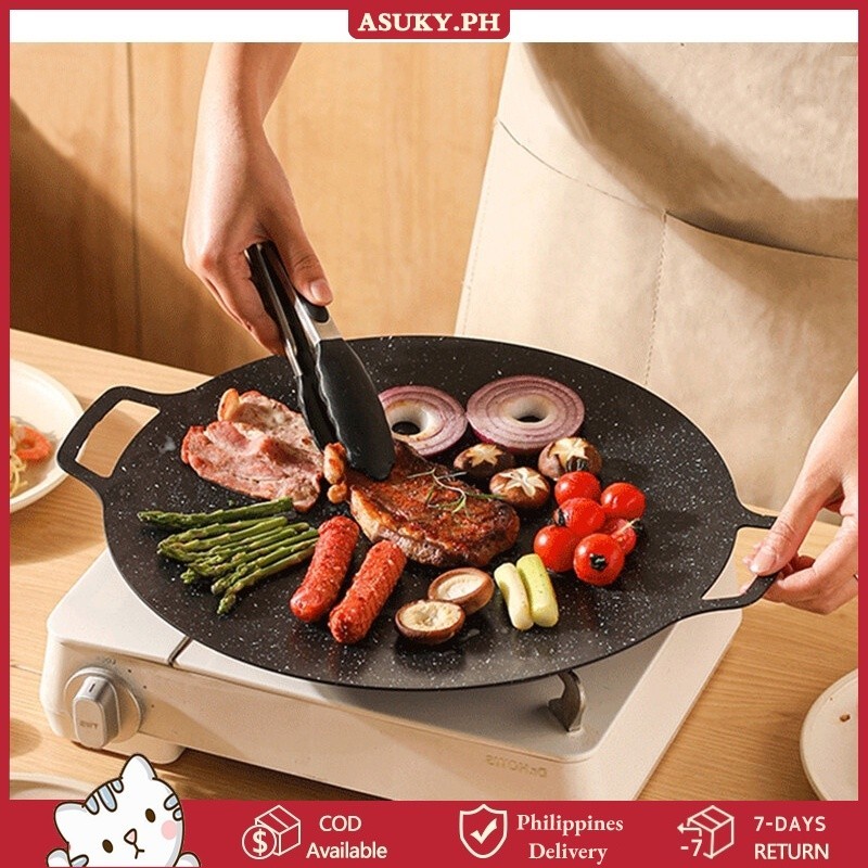 28/38cm Barbecue Plate Frying Pan Non Stick Maifan Stone Barbecue Tray ...