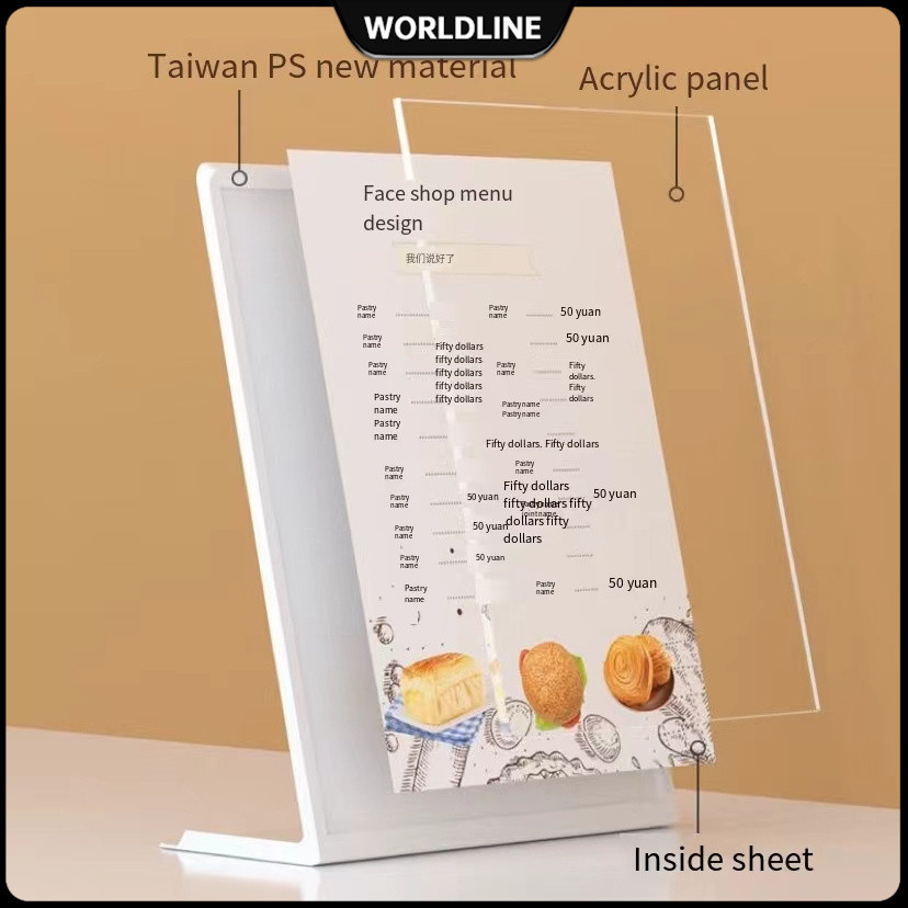 A4 L-Shaped Menu Display Stand Acrylic Desktop Display Billboard ...