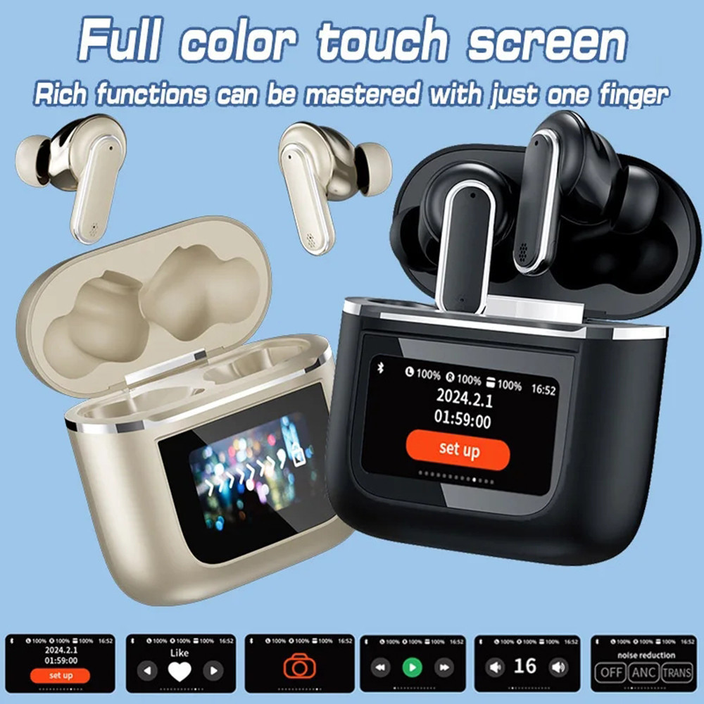 NC Wireless Earphones Color LED Touch Screen TWS Earphones Touch Active ...