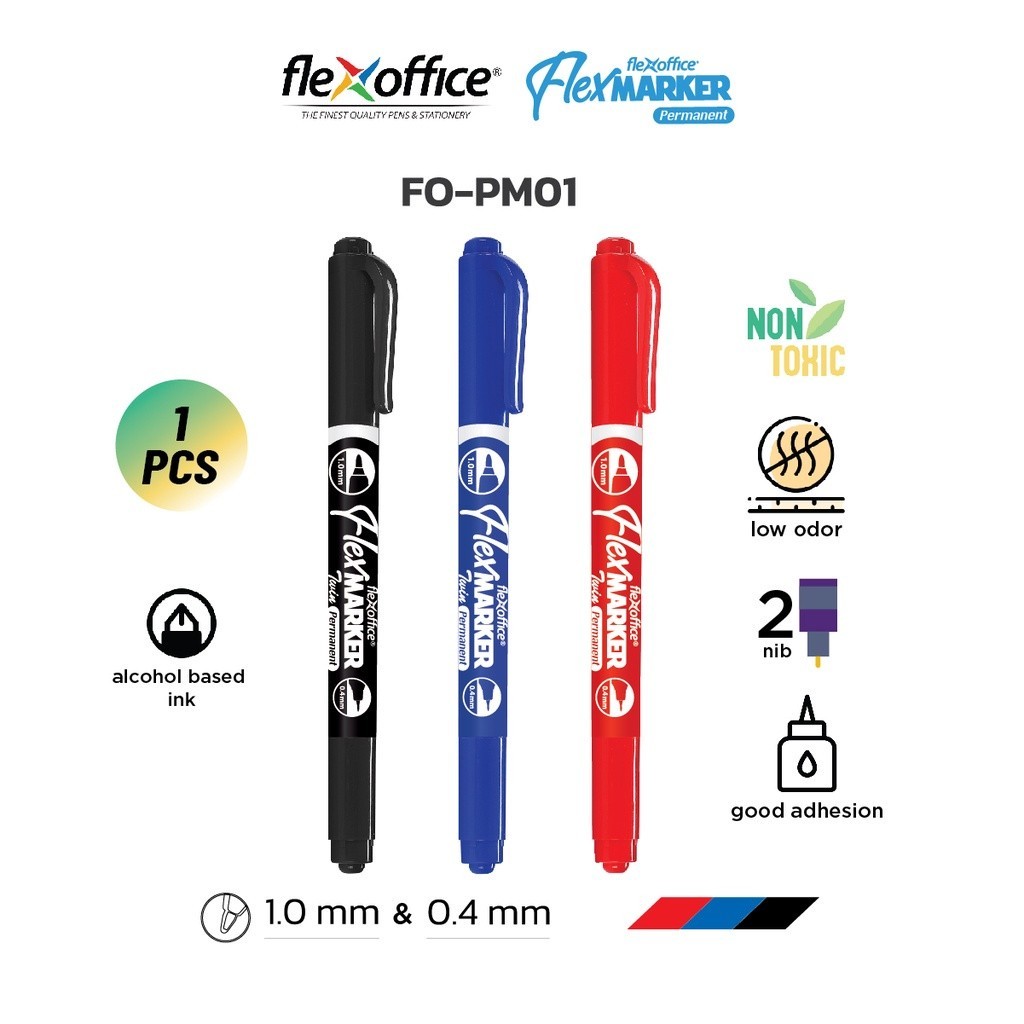 FlexOffice FlexMarker Twin Permanent Marker | FO-PM01 | Mr. Paper ...