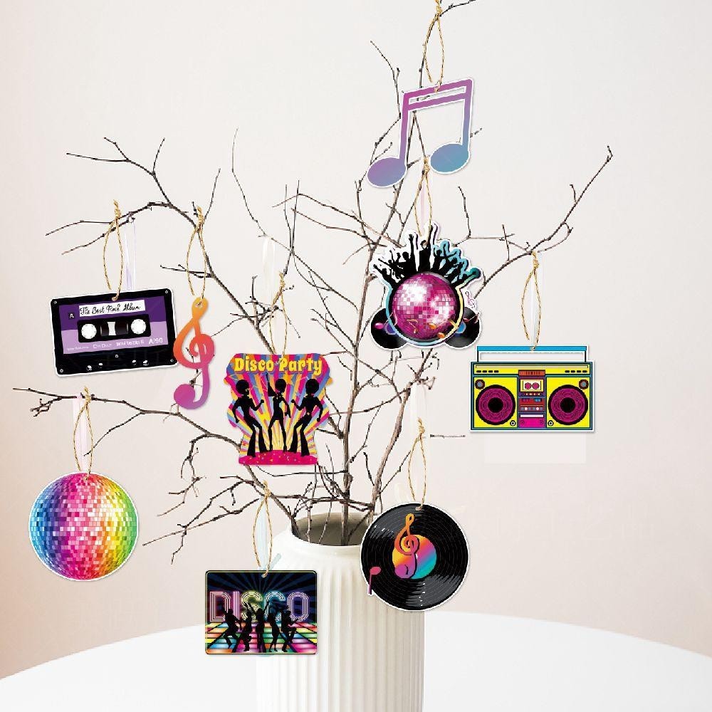 Retro Disco Party Decorations 18pcs Disco Ball Rock Music Note Record ...