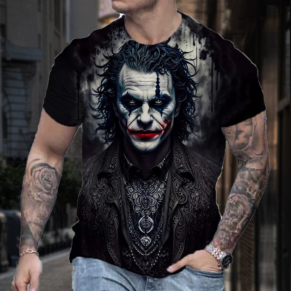 Men's Fashion Harajuku T Shirts Oversized Men T-shirt Joker Print Street Clohting Casual Hip Hop ...