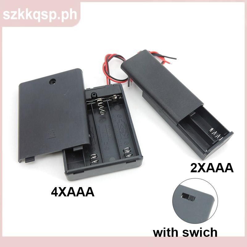 Black 2 4 Slot AAA Battery Holder Case Box 2xAAA 4XAAA 3v 6v 1.5v Leads ...