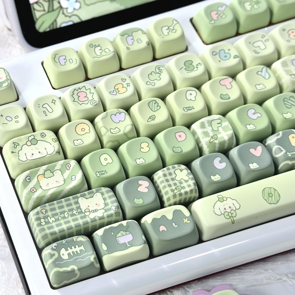 Matcha Puppy Keycap XOA Profile PBT Five-sided Dye Sublimation 131 Keys ...