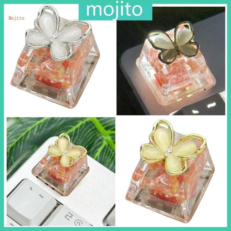 Mojito Decorative Jelly Keycap with Rotating Butterfly Flower for ...