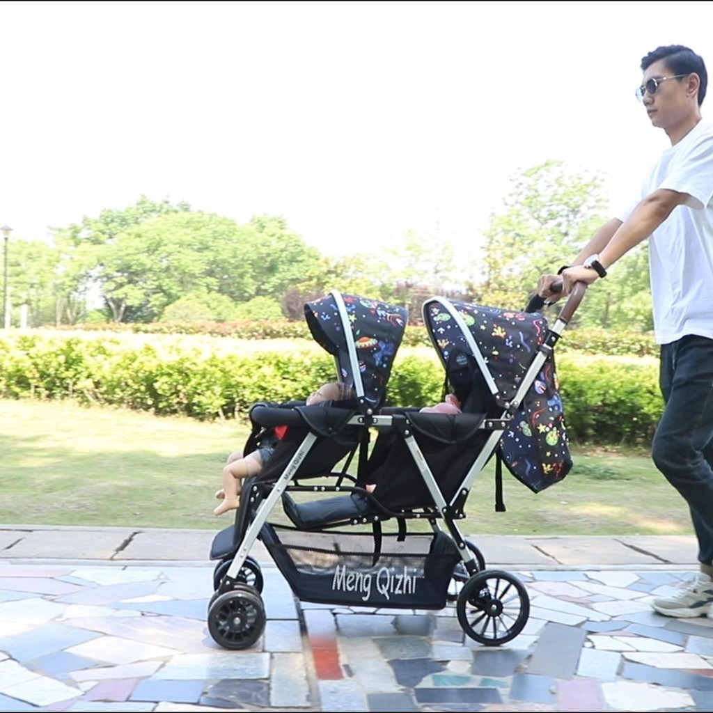 Twin Baby Stroller Front and Rear Seat Two-Child Double Sitting Lying ...