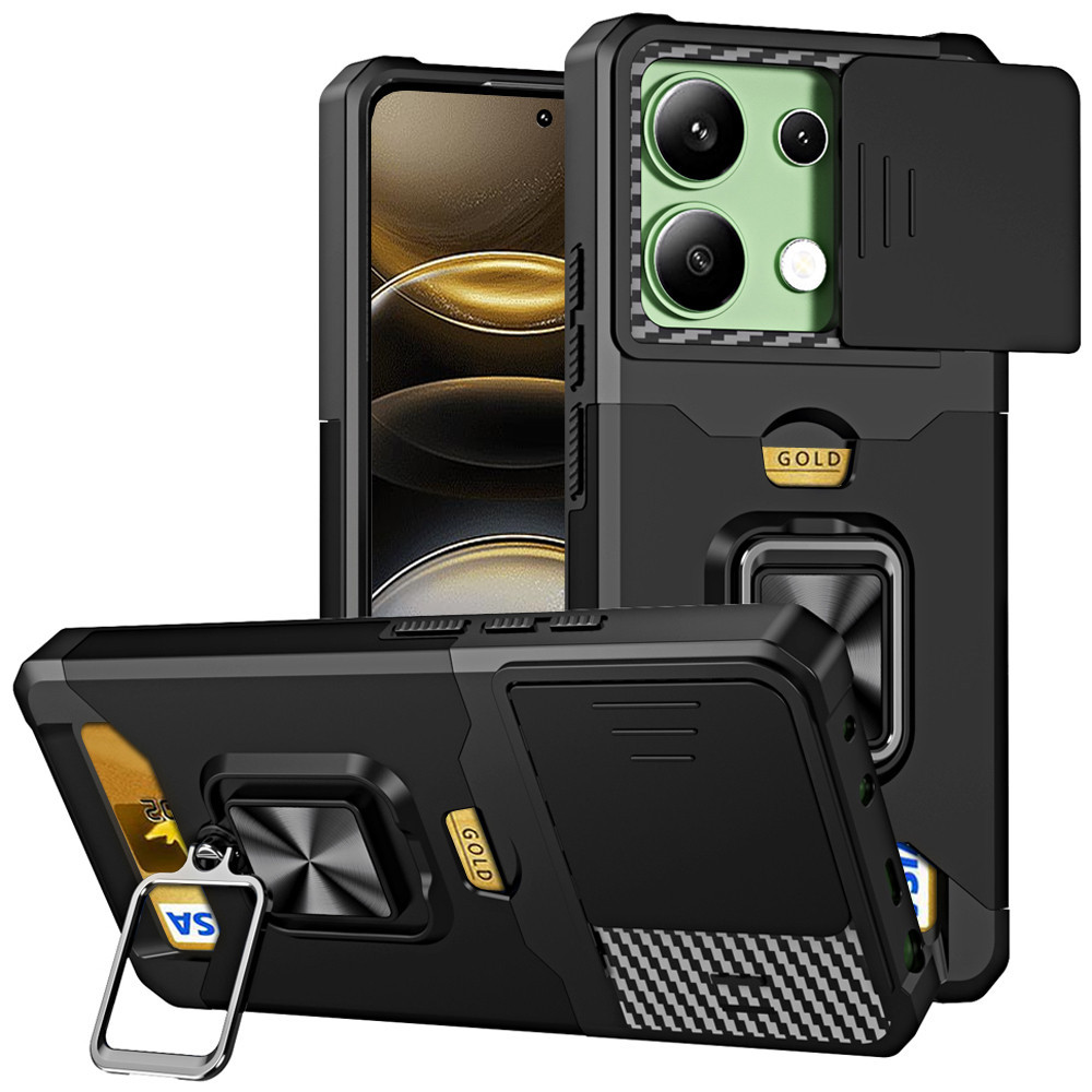 Shockproof Heavy Hard Case with Metal Stand and Card Slots for Redmi ...