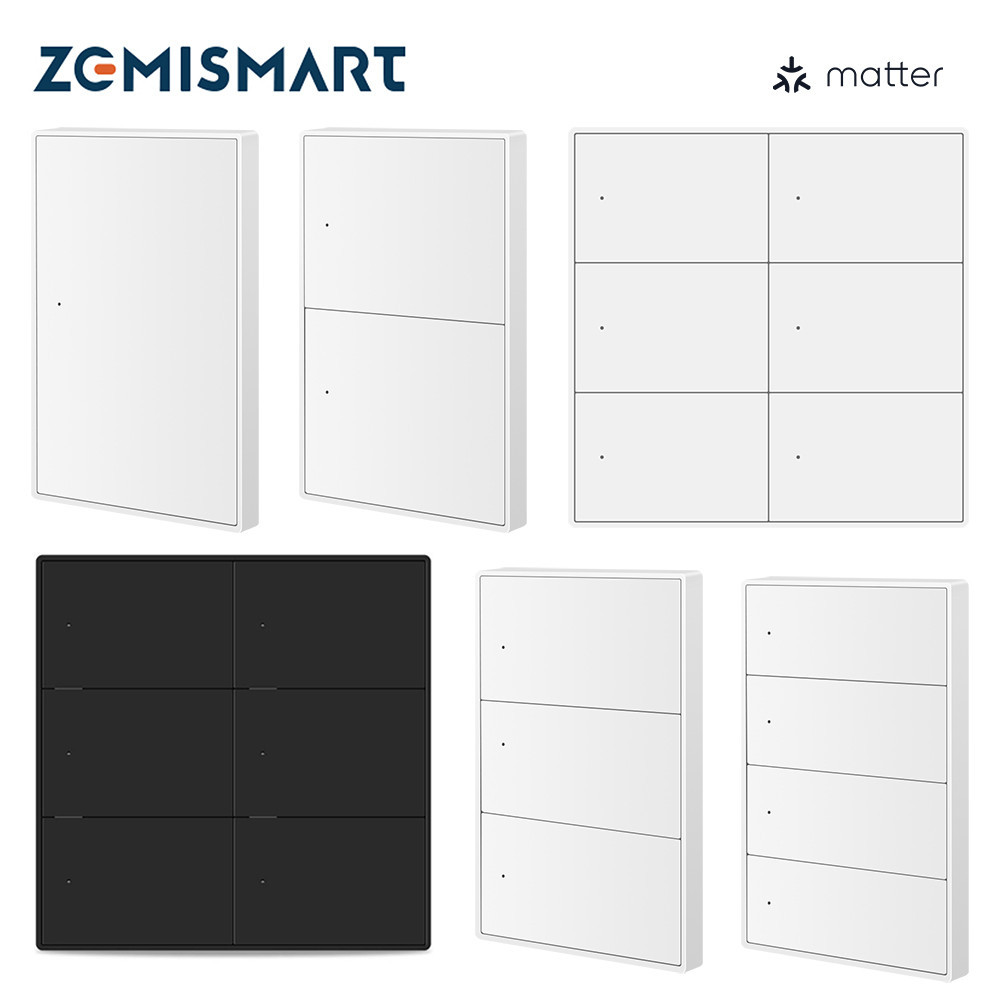 Zemismart Matter WiFi Light Switch 1/2/3/4/6 Gang Neutral Button Switch ...